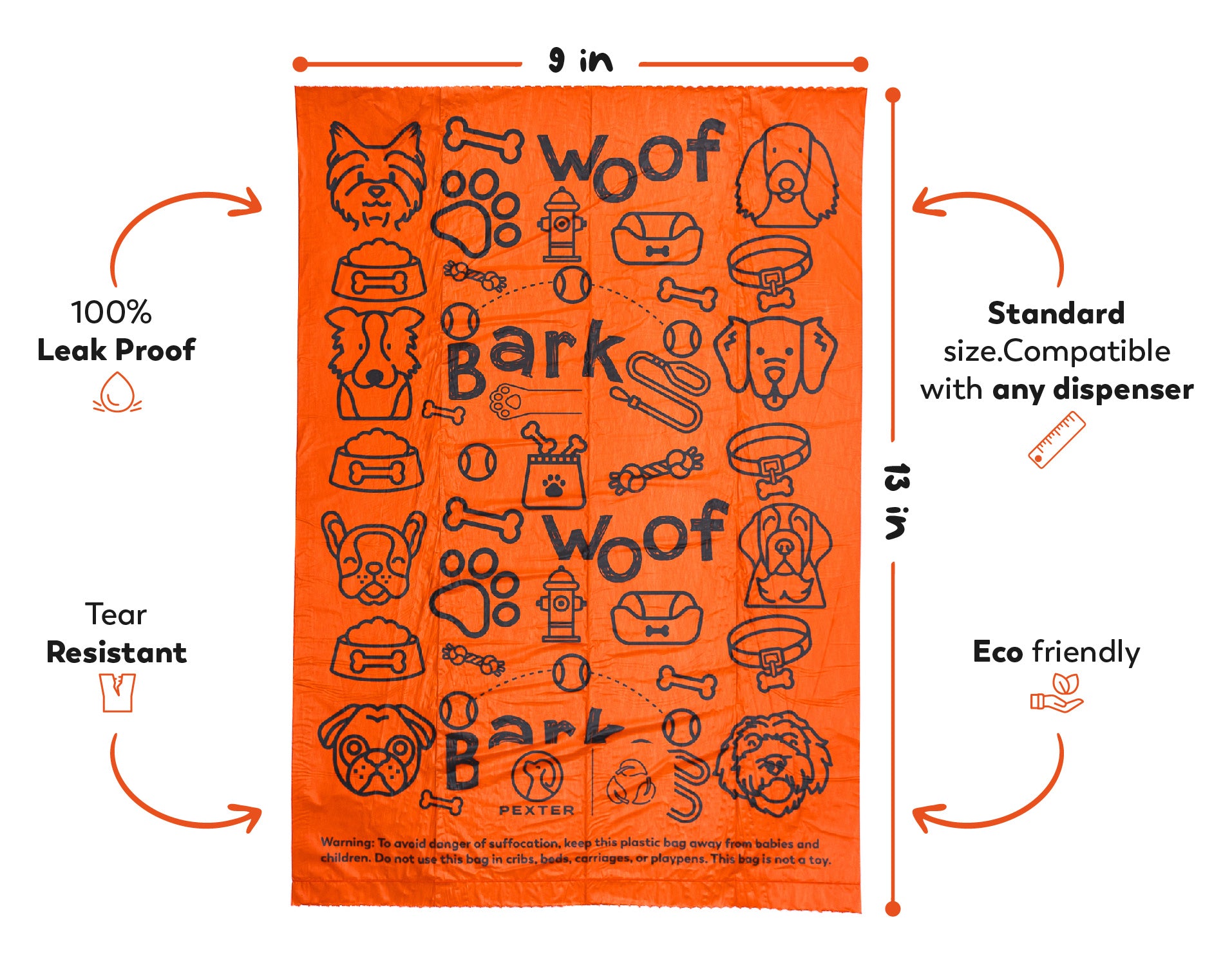 Pexter Eco-Friendly Poop Bags (8 Rolls - 120 Waste Bag Count) – PEXTER